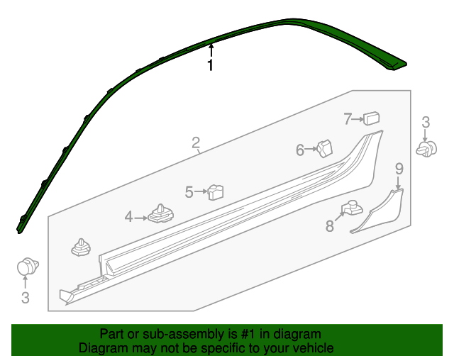 2014-2019 Cadillac CTS Molding Assembly-Body Side Wdo Rvl 84445401 ...