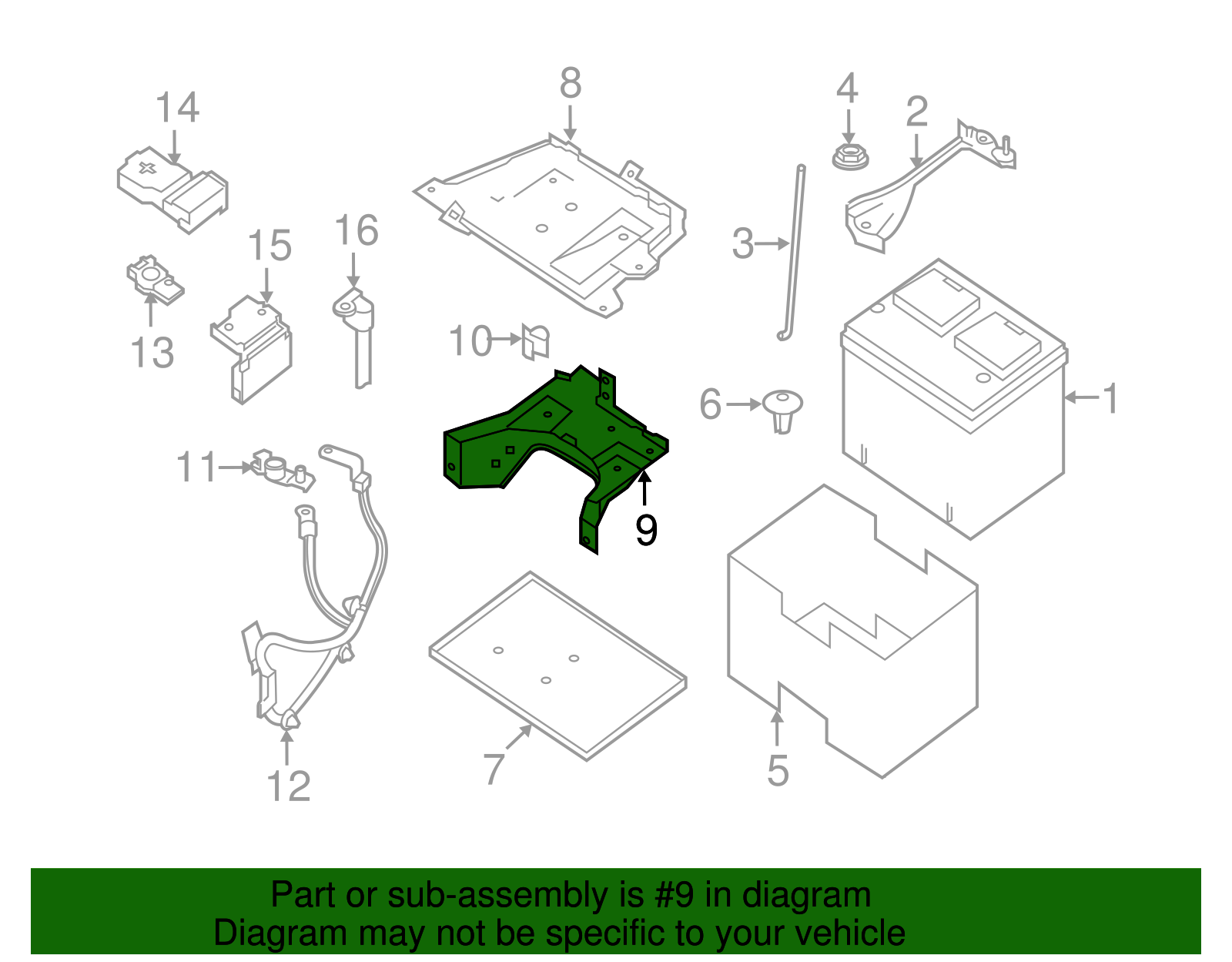 64160-9PJ0A - Battery Tray Bracket 2017-2020 Nissan Pathfinder ...