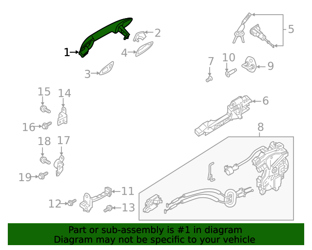 2019-2020 Kia Forte Handle, Outside - Driver's Side (LH) 82651-M6010 ...