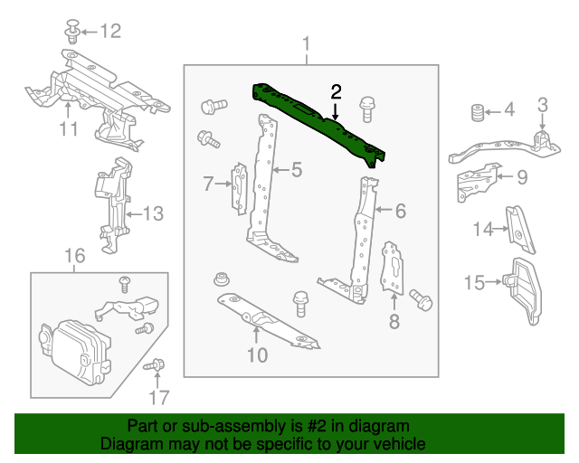 2013-2018 Toyota RAV4 Radiator Support Tie Bar 53216-42902 ...