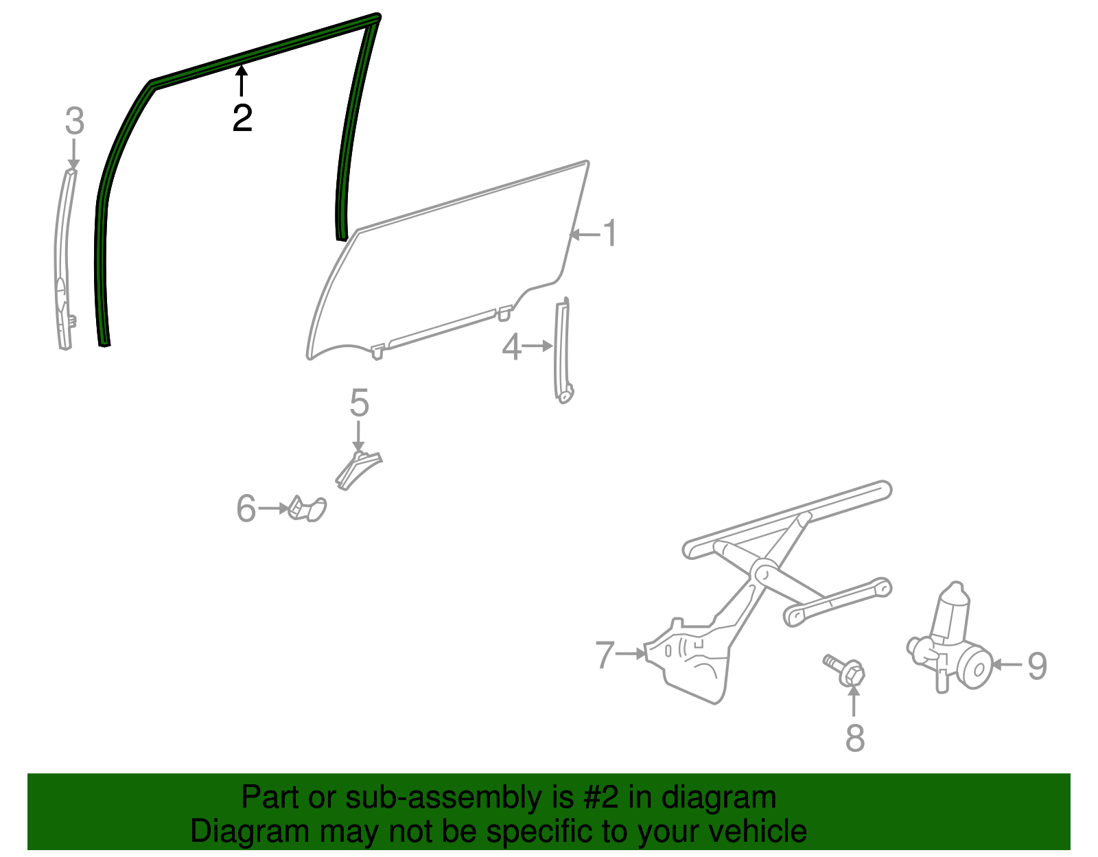 2007-2014 Toyota FJ Cruiser Window Channel (Left, Front) 68151-35092 ...