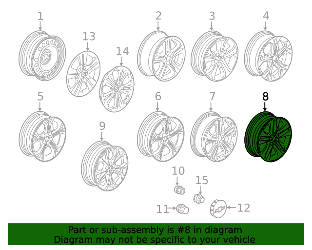2017-2022 Chevrolet 18x7.5 Aluminum Wheel 42693409 | Courtesy Parts