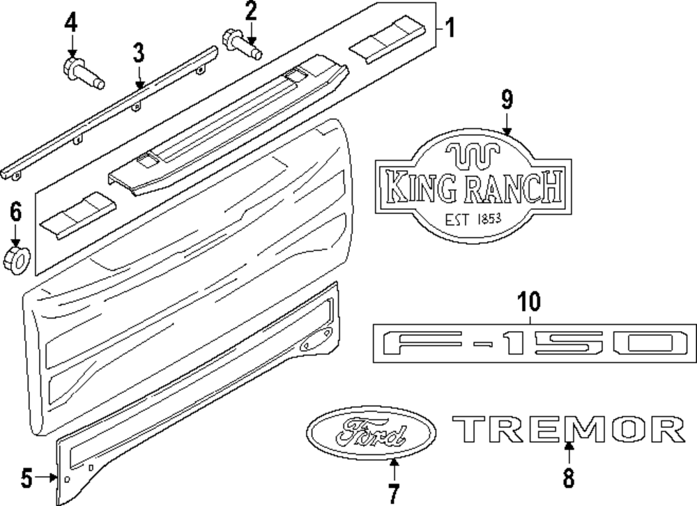 2024-2025 Ford F-150 Tailgate Emblem RU5Z-9942528-J | QuirkParts