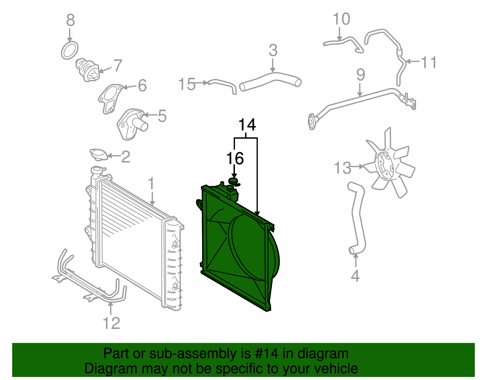 16711-0C140 - 2005-2015 Toyota Tacoma - Fan Shroud | Discount Parts Monster