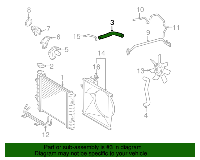 16571-0C120 - Radiator Coolant Hose - 2005-2023 Toyota Tacoma | OEM ...
