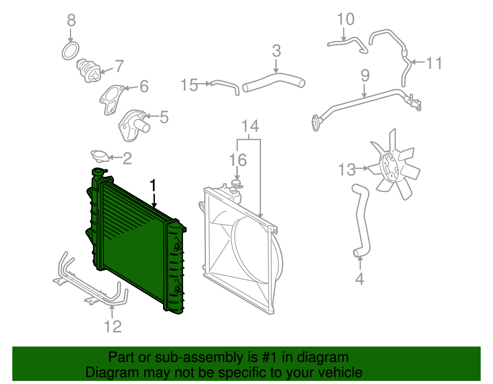 2005-2016 Toyota Tacoma Radiator 16410-0C180 | Toyota Parts Center