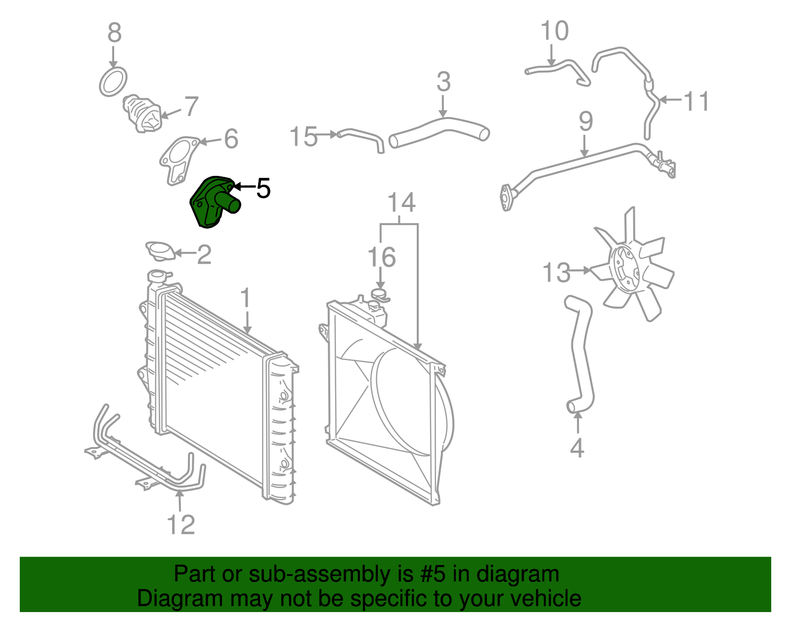 2005-2023 Toyota Thermostat Housing 16321-75020 | Toyota Parts Center