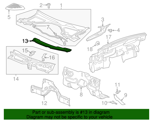2016-2020 Cadillac CT6 Plenum Panel 22906701 | GMPartsDirect.com