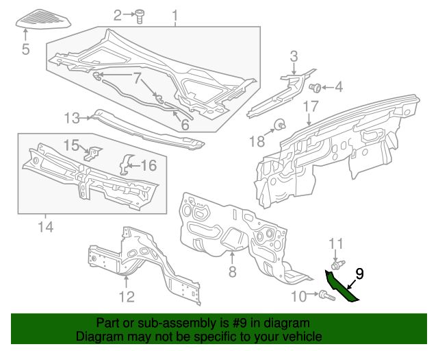 Passenger Side Front Compartment Front Panel Reinforcement 84103761 ...