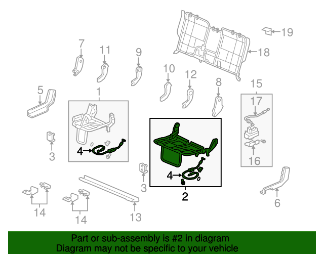 82536-SJC-A03 - Frame, L Rear Seat Cushion 2006-2014 Honda Ridgeline ...