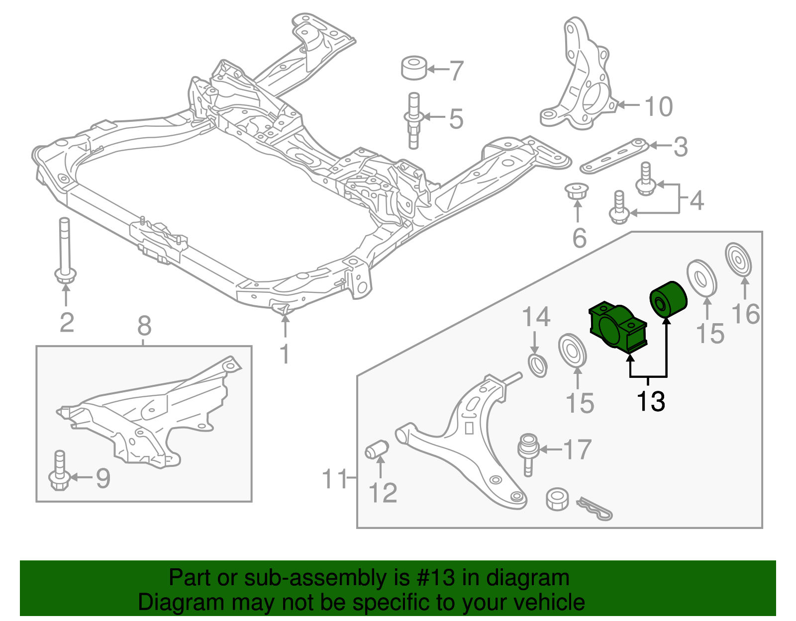 2015-2019 Subaru Lower Control Arm Rear Bushing 20219AL00A | Quick ...