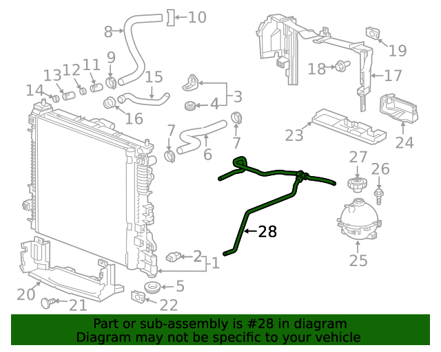 2017-2023 GM Radiator Surge Tank Inlet Hose 23253746 | GM Parts Center