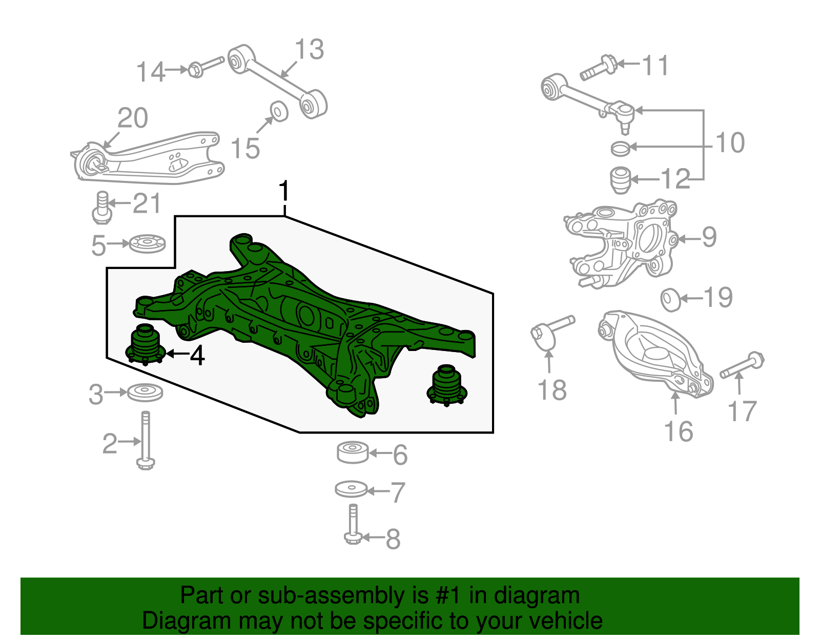 50300-SZB-A02 - Sub-Frame Assembly Rear Suspension - 2012-2015 Honda ...
