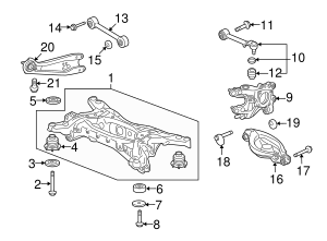50300-SZB-A01 - Sub-Frame Assembly Rear Suspension - 2009-2011 Honda ...
