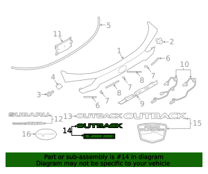 93079AN050 - Nameplate 2020-2024 Subaru Outback | AutoNation Parts