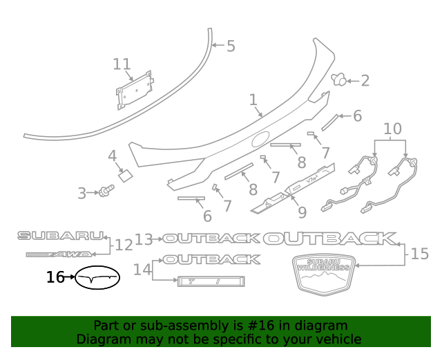 2020-2023 Subaru Outback Emblem, Black Subaru 93079AN070 | Subaru Parts ...