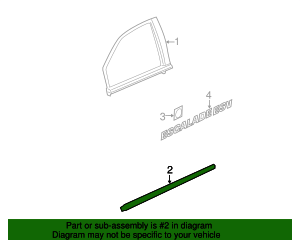 2007-2014 Cadillac Bright Chrome Passenger Side Front Side Door Molding ...