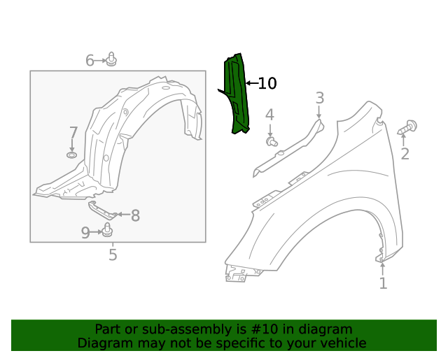 2015-2019 Subaru Insulator - Passenger Side (RH) 59140AL00A ...