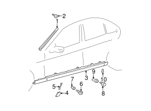 000-988-86-25 - Rocker Molding Insert 1996-2006 Mercedes-Benz ...