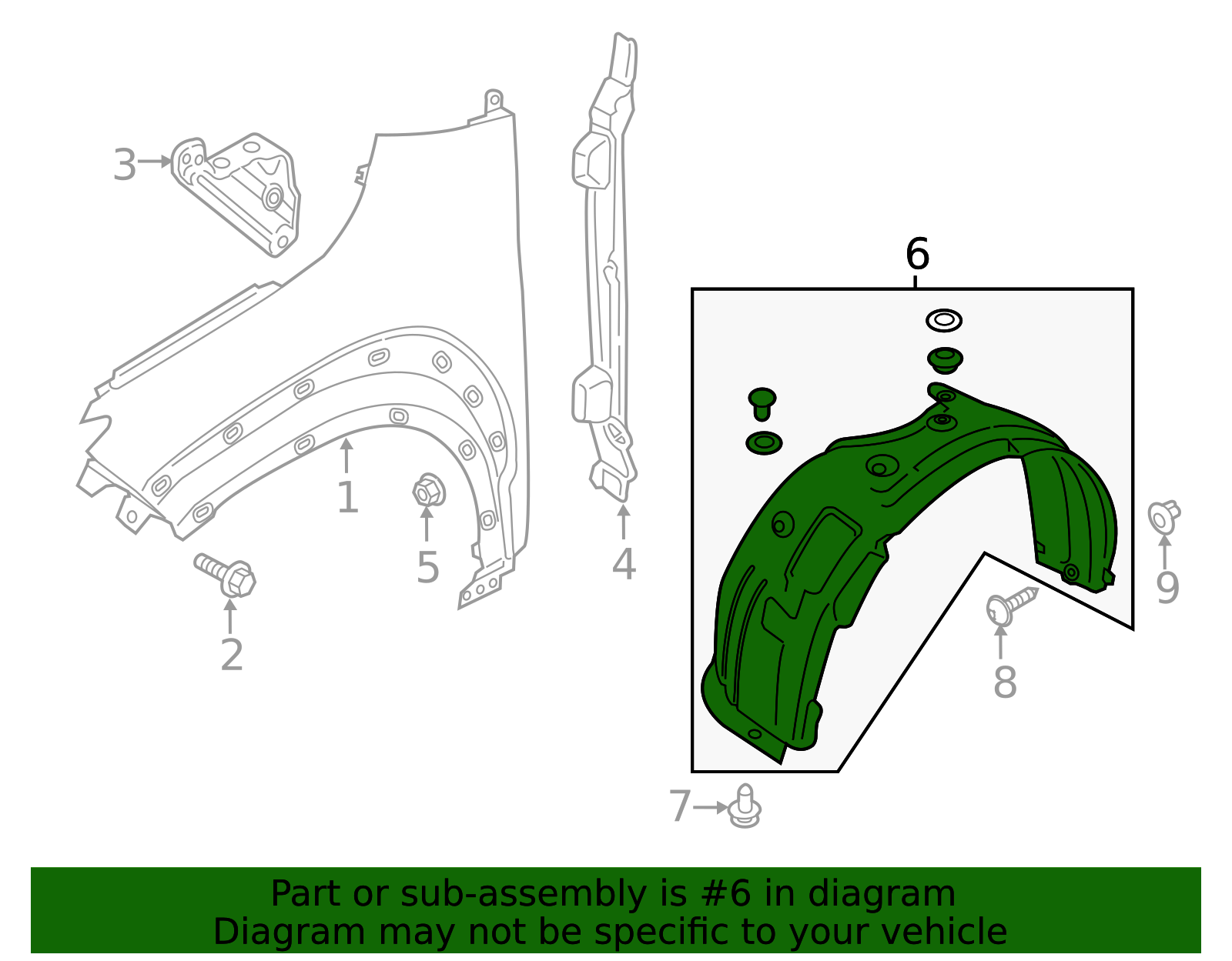 2022-2023 Hyundai Kona Fender Liner 86811-J9CA0 | Hyundai OEM Parts ...