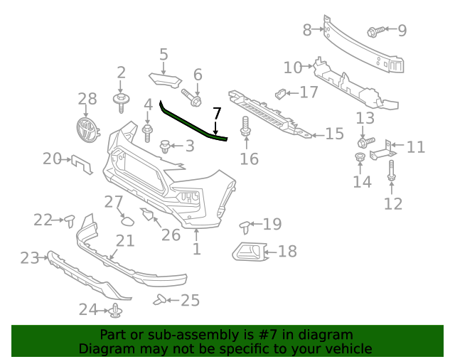 2019-2021 Toyota Seal Hood To Front End 53395-0R080 | Toyota Parts Center