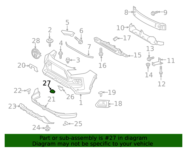 53285-42140-C0 - Lower Grille Hole Cover - 2020-2021 Toyota | OEM ...