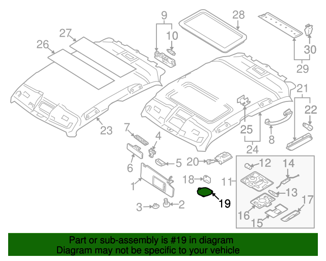 8P0-947-133-B-9NQ - Sunroof Switch Trim 2006-2013 Audi ...