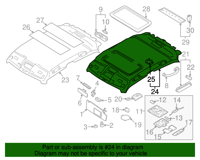8P4-867-505-L-4L7 - Headliner 2006-2013 Audi | AutoNationParts.com