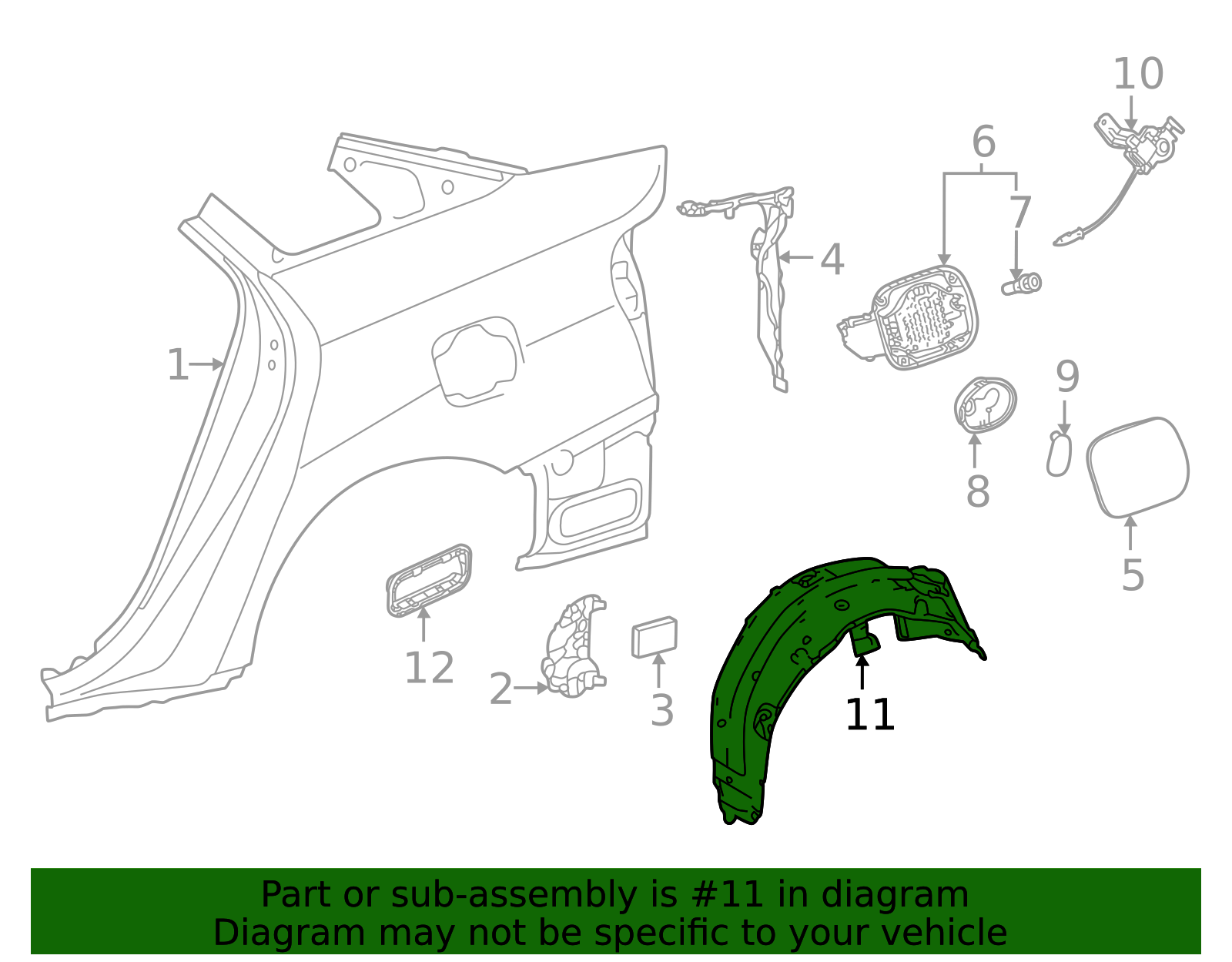 65637-62010 - 2016-2020 Toyota Mirai - Wheelhouse Liner | Toyota Parts ...