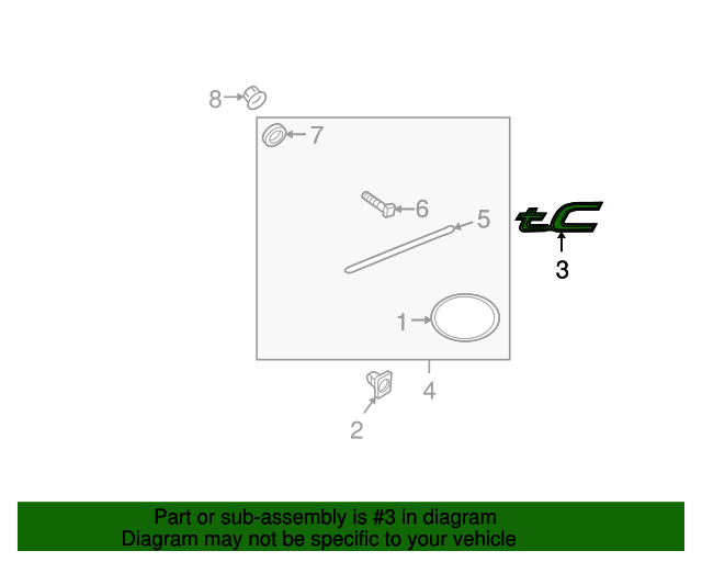 2005-2010 Scion tC Nameplate 75445-21080 | Toyota Parts Center