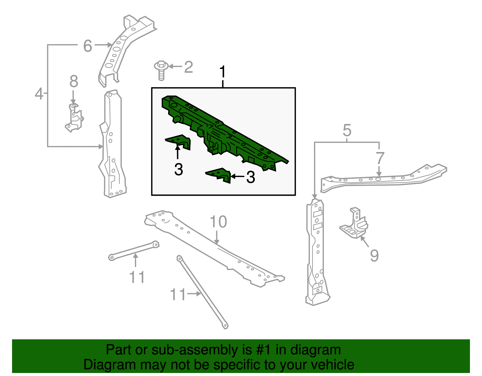 53205-06901 - Upper Tie Bar 2018-2025 Toyota Camry | Longo Toyota Parts