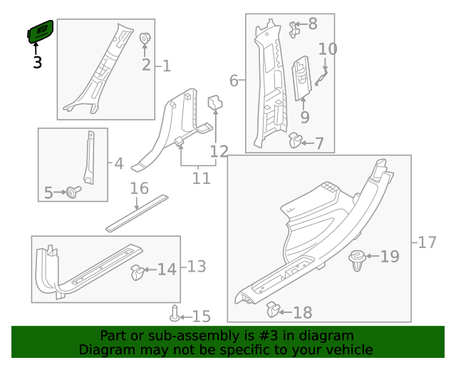 Windshield Pillar Trim Cap - Volvo (39830528) | TascaParts.com