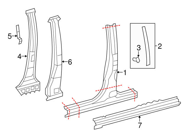 2007-2021 Toyota Tundra Center Pillar & Rocker 61412-0C060 | Toyota Parts