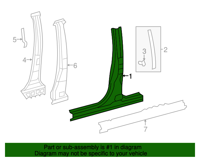 2007-2021 Toyota Tundra Center Pillar & Rocker 61412-0C060 | Toyota Parts