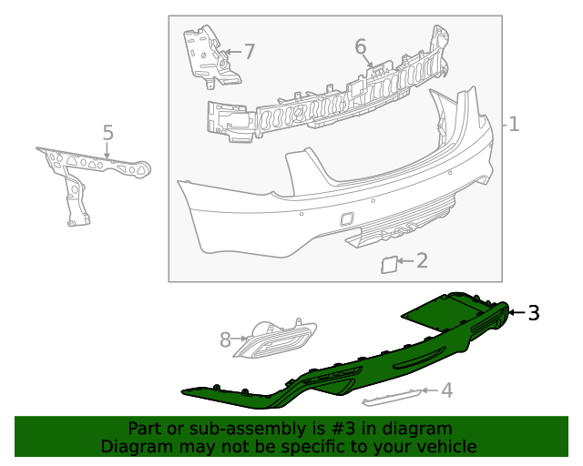 2020-2024 Cadillac CT5 Rear Lower Bumper Cover 84615404 GM ...