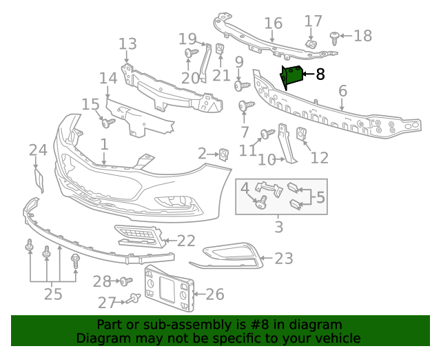 Genuine OEM Front Bumper Impact Bar Bracket Part# 39059598 Fits 2016 ...