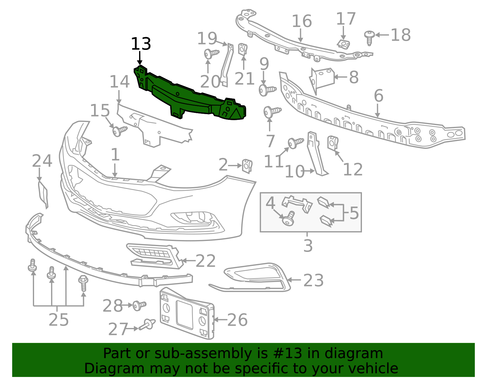 2016-2018 Chevrolet Cruze Front Bumper Fascia Energy Absorber 84118267 ...