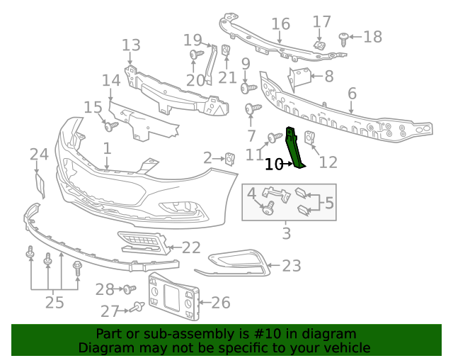 23236126 - Front Bumper Fascia Support Brace 2016-2019 Chevrolet Cruze ...