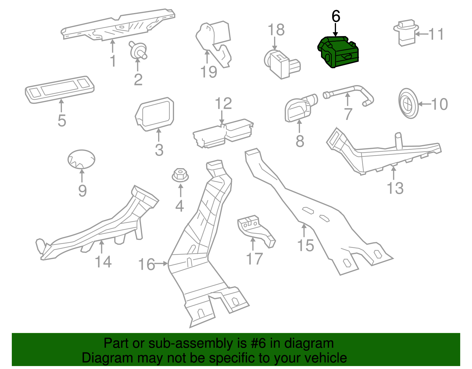 5C6-819-062-D-BBO - Dashboard Air Vent 2011-2016 Volkswagen Jetta ...