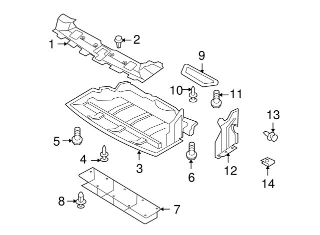 2009-2023 Nissan Radiator Support Splash Shield Nut 01241-01151 ...