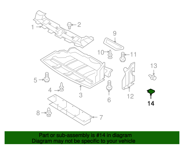 2009-2023 Nissan Radiator Support Splash Shield Nut 01241-01151 ...