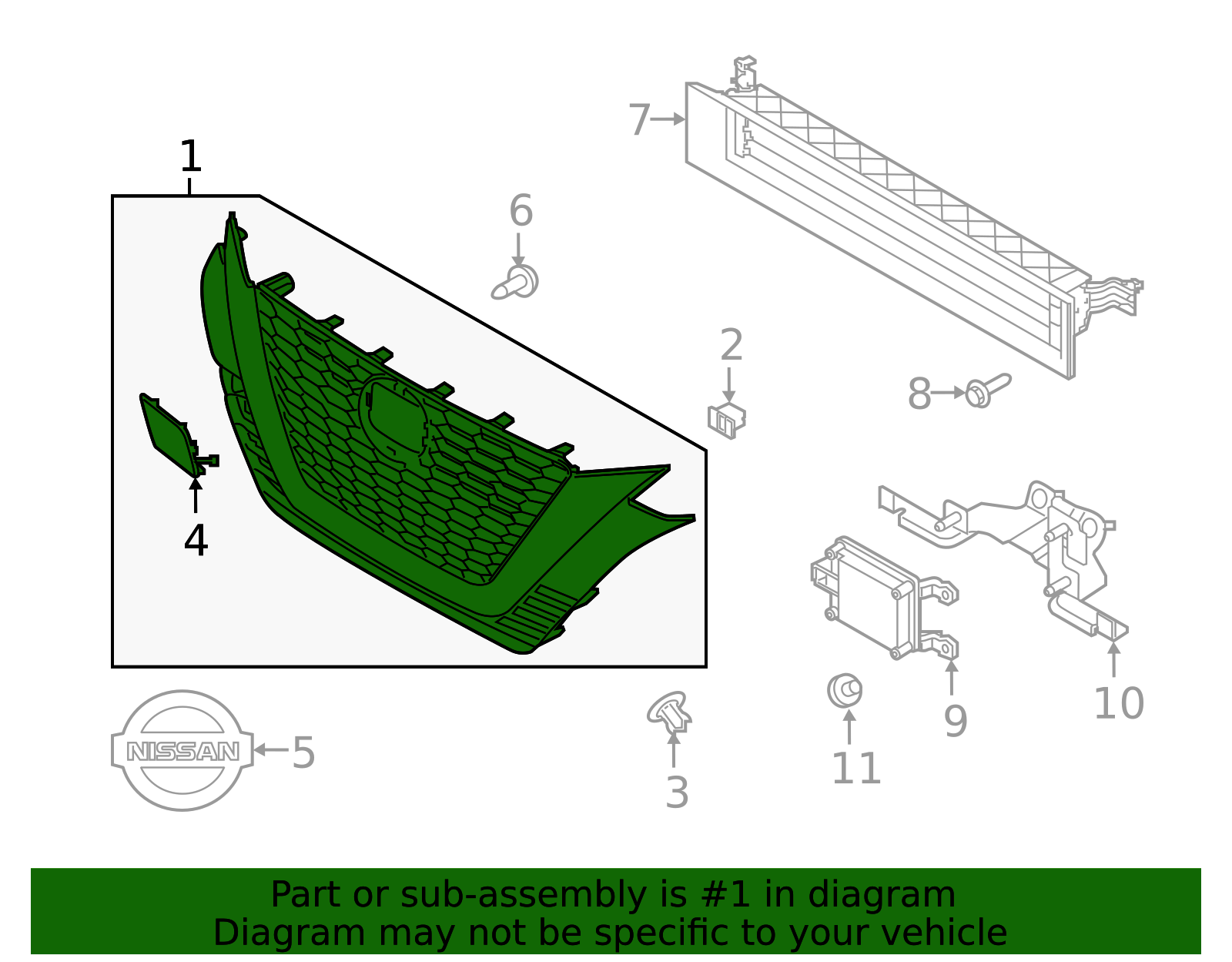 62310-6CG1A - Upper Grille 2019-2022 Nissan Altima | Nissan Parts ...