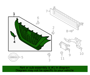 62310-9HF0D - Upper Grille 2022 Nissan Altima | Nissan Parts ...