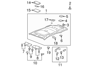 2007-2011 Honda CR-V Lining Assembly, Roof *NH302L* (Sunroof) (Pale ...