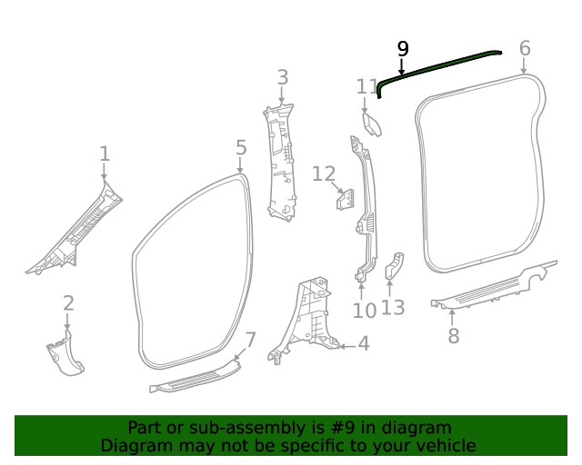 2021-2024 Toyota Sienna Roof Panel Weatherstrip 62381-08050 | Toyota ...