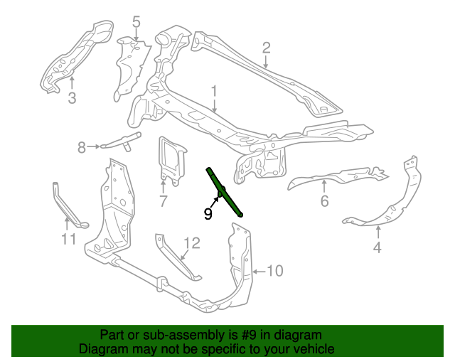 230-620-01-85 - Radiator Support Panel Reinforcement 2003-2012 Mercedes ...