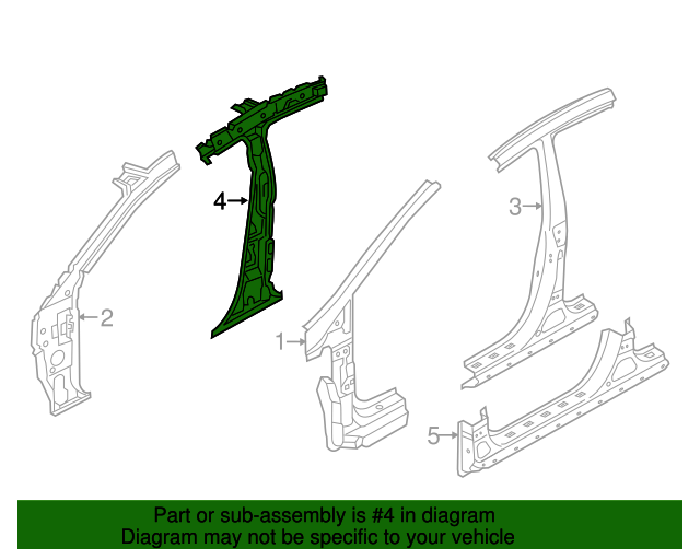 71402-3X010 - Inner Center Pillar - 2011-2016 Hyundai Elantra ...
