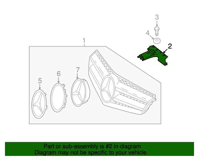 207-888-01-90 - Grille Assembly Bracket 2010-2013 Mercedes-Benz ...