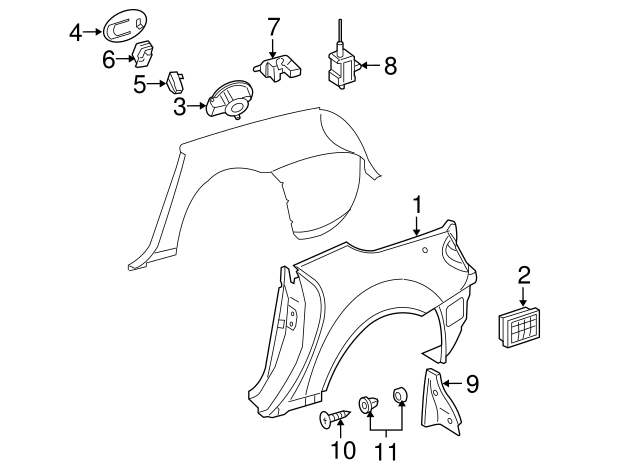 2005-2011 Mercedes-Benz Fuel Filler Housing 171-630-01-67 ...