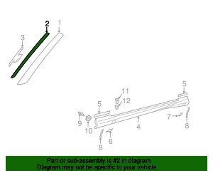 208-698-02-98-64 - Pillar Molding Seal 1998-2002 Mercedes-Benz ...